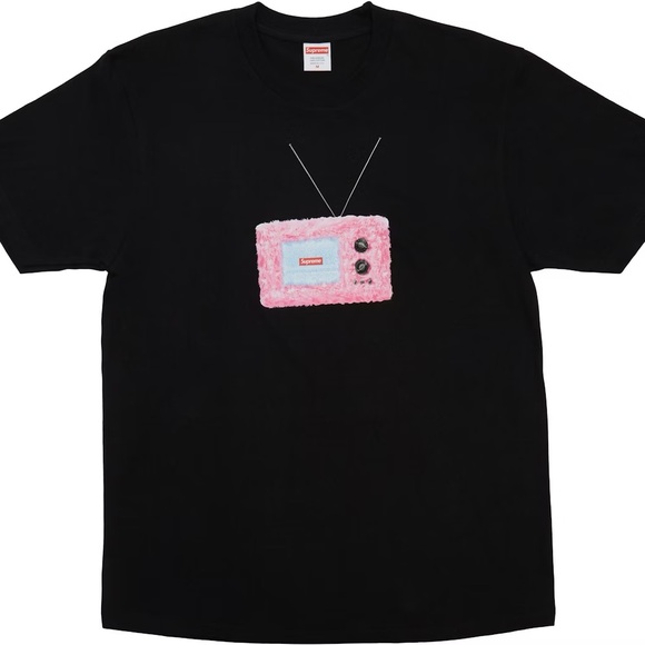 Supreme | Shirts | Supreme Black Tshirt With Pink Tv Design | Poshmark